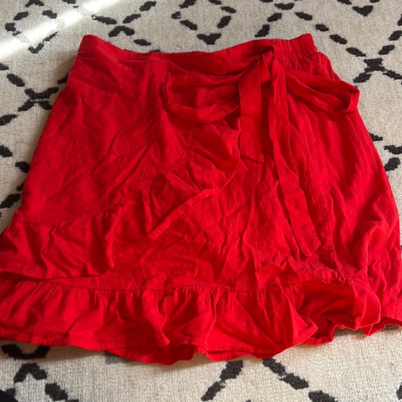 Skirts | The Cutest Red Ruffled Skirt With A Tie At The Front Great ...